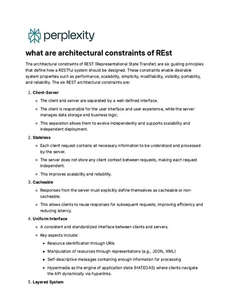 What Are Architectural Constraints Of Rest Pdf Software Computer Science
