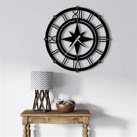 Laser Cut Compass Wall Clock Cdr File Free Download Vecty