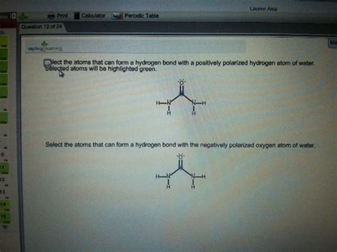 Solved Select The Atoms That Can Form A Hydrogen Bond With A