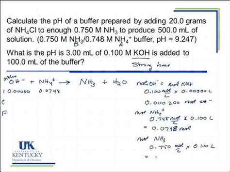 Calculate the pH of Buffer with added KOH - YouTube