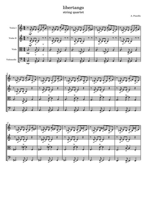 Libertango String Quartet Pdf Cello String Instruments
