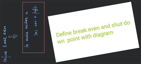 Define Break Even And Shut Do Wn Point With Diagram Filo