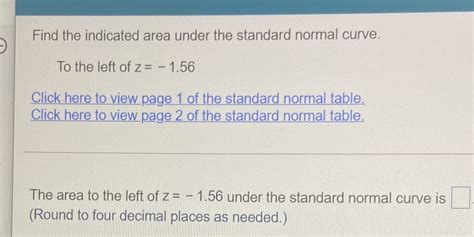 Solved 8 Find The Indicated Area Under The Standard Normal Curve
