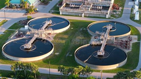 Water Treatment Facility Shows Different Stages Of Purification Using