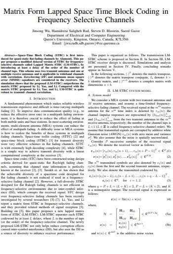 qmisg matrix form lapped space time block coding