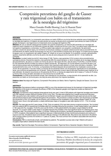 Compresión Percutánea Del Ganglio De Gasser Y Raíz Trigeminal Con Balón En El Tratamiento De La