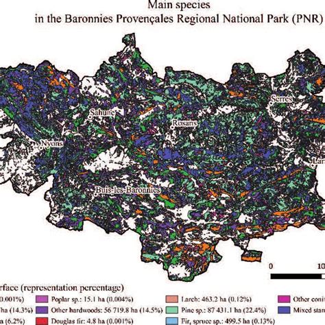 Map Presenting The Spatial Distribution Of The Main Tree Species Download Scientific Diagram