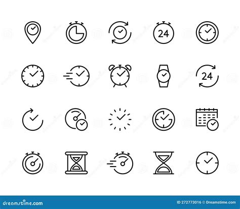 Time And Clock Vector Line Icons Isolated Icon Collection On White