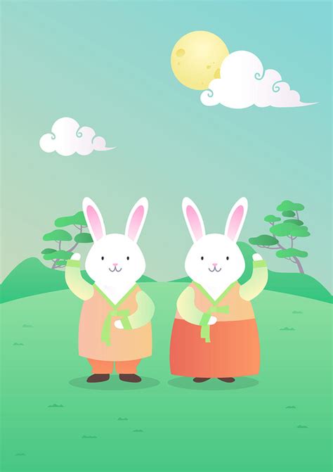 유토이미지 추석 토끼 일러스트 08