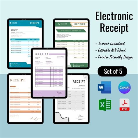Electronic Receipt Template Printable Pdf Excel Word