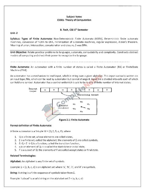 Unit 2 Theory Of Computation Finite Automata Overview And Concepts