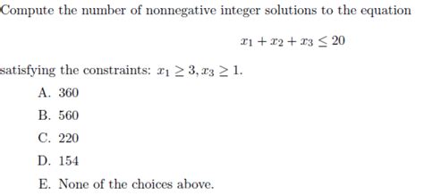 solved compute the number of nonnegative integer solutions