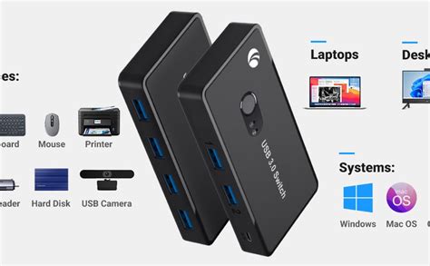 VCOM USB Switch USB Switcher Selector Computers Sharing USB Ports KM Switcher Box