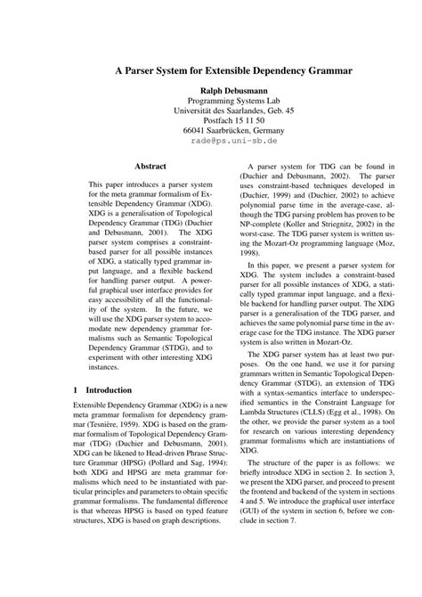 Pdf A Parser System For Extensible Dependency Grammar