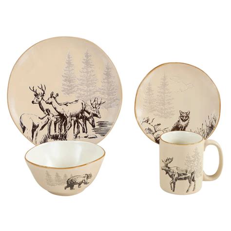 Bear Dinnerware Set Plate Cup Bowl Saucer Moose Deer Fox