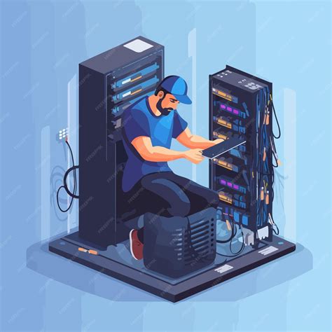 Professional Sysadmin Adjusting Network And Internet Connection Premium Ai Generated Vector