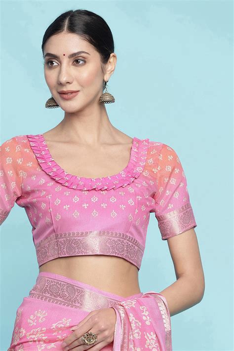 Buy Pink Dola Silk Saree With Blouse Piece Online Karagiri