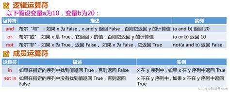 python中的逻辑运算符、成员运算符、身份运算符 python得到逻辑值 csdn博客