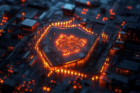 Digital Shield Protecting A Network Glowing Binary Code And Secure