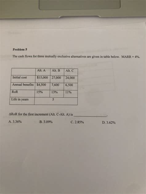 Solved Problem 5 4 The Cash Flows For Three Mutually