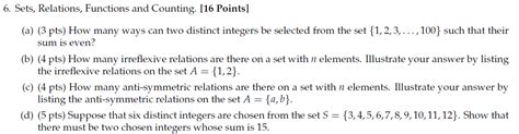 Solved Sets Relations Functions And Counting Chegg Com
