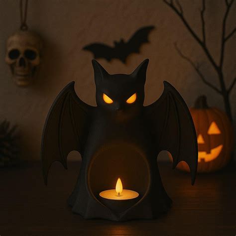 Spooky Bat Stl Led Tealight Holder 3d Printable Halloween Table Or