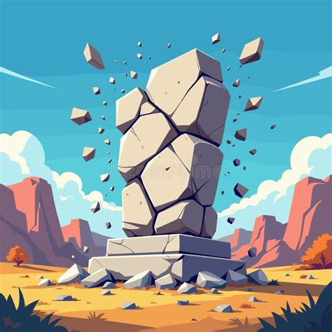 Monument Collapsing Shattering Rocks Stock Illustrations 1 Monument