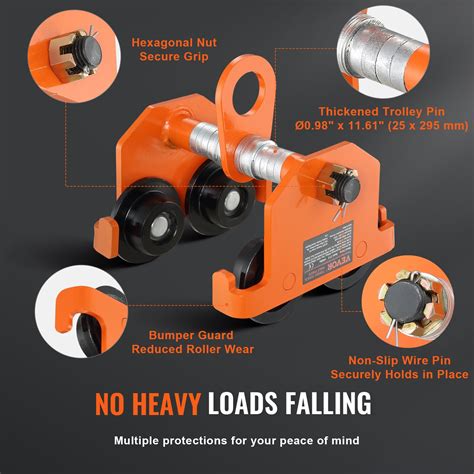 Vevor Manual Trolley 4400 Lbs2 Ton Load Capacity Push Beam Trolley