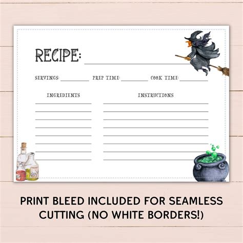 Printable Halloween Recipe Card Bundle Editable Recipe Card Template