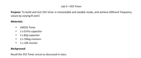 Solved Lab 5 555 Timer Purpose To Build And Test 555 Timer