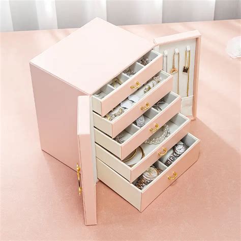 1pc 보석 보관 상자 보석 정리함 5개의 서랍이 있는 스탠드 케이스 여성 소녀를위한 선물 목걸이 귀걸이 반 Temu