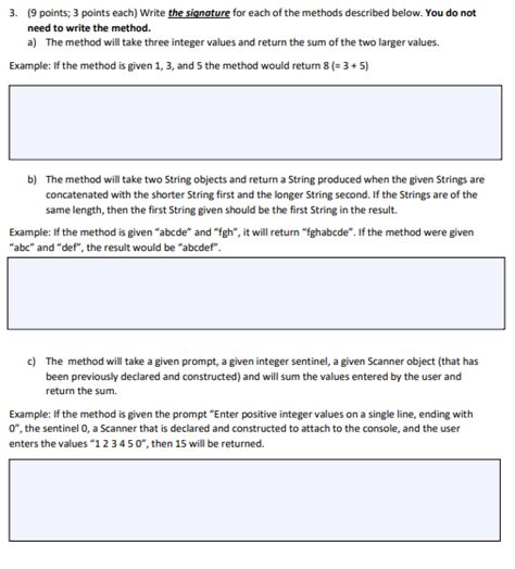Solved 3. (9 points; 3 points each) Write the siqnature for | Chegg.com