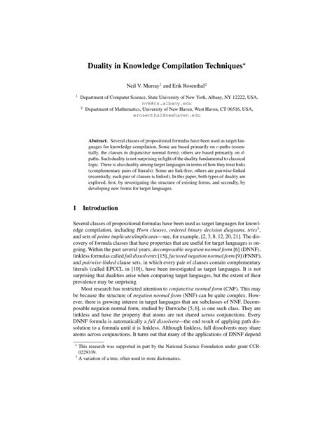 Pdf Duality In Knowledge Compilation Techniques