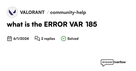 What Is The Error Var 185 Valorant
