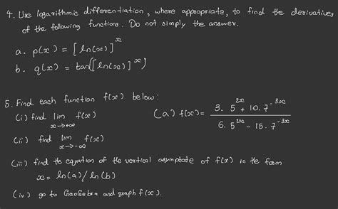 [solved] 4 use logarithmic differentiation where solutioninn
