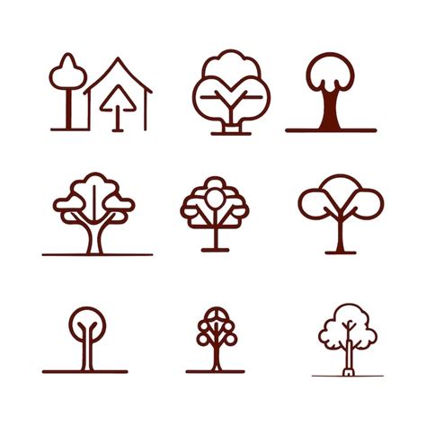 Premium Vector Tree Line Art Vector Icon Set