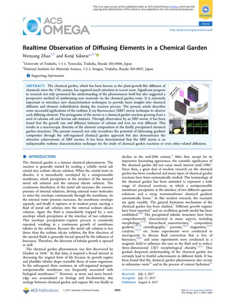 Pdf Realtime Observation Of Diffusing Elements In A Chemical Garden