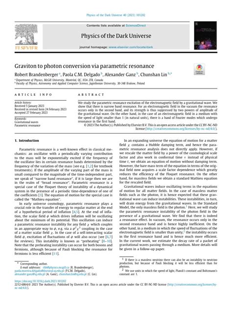Graviton To Photon Conversion Via Parametric Resonance 1 S20