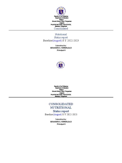 Consolidated Nutritional Status Report 2022 2023 Pdf