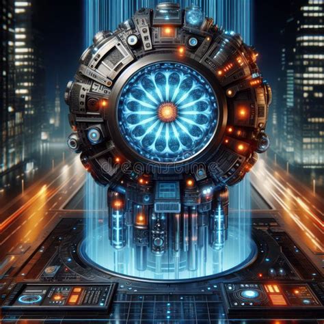 Nuclear Fusion Reactor Concept Futuristic Power Plant Technology Stock Illustration