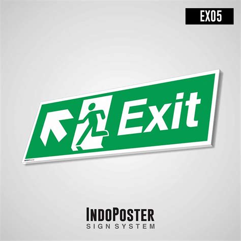 Safety Sign Emergency Rambu K3 PVC Tanda EXIT Keluar Arah Kiri Atas Lazada Indonesia