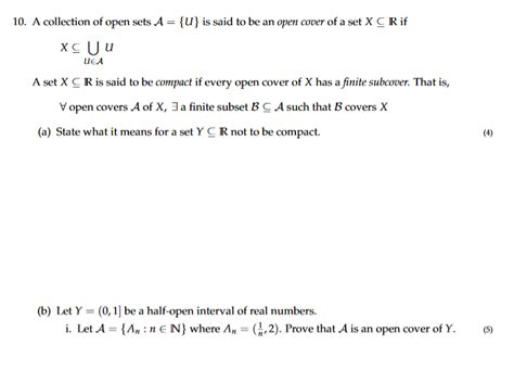 Solved 10 A Collection Of Open Sets A U Is Said To Be An