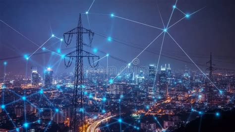 Digital Cityscape With Illuminated Network Connections Stock Image Image Of Hightech Skyline