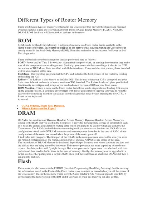 Different Types Of Router Memory Pdf Booting Read Only Memory