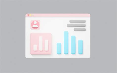 모의 및 웹 배너를위한 깨끗한 배경에 브라우저 그래프 아이콘의 3d 렌더링 만화 인터페이스 디자인 최소한의 메타 버스 개념 3차원 형태에 대한 스톡 사진 및 기타 이미지