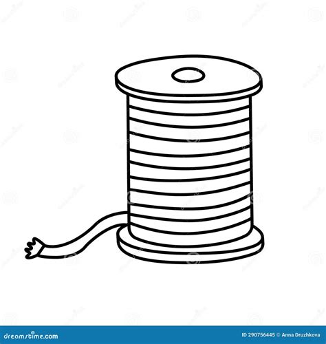Inductance Coil Hand Drawn Doodle Vector Illustration Black Outline