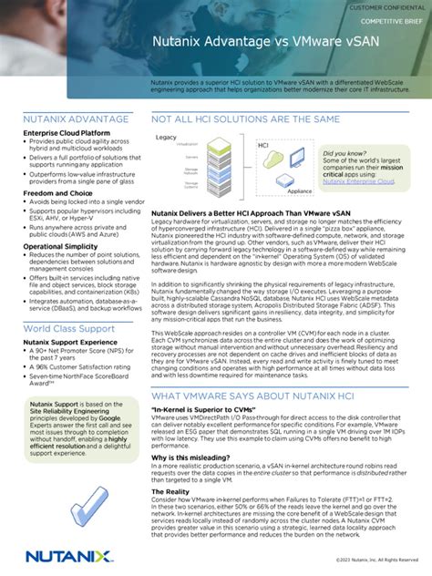 Nutanix Vs Vmware Vsan Hci Comparison Pdf Computers Technology