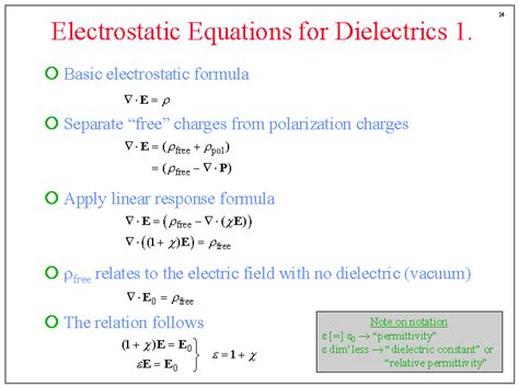 Electrostatic Equations For Dielectrics 1