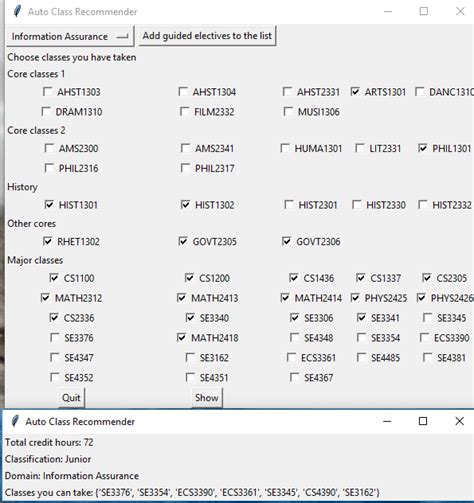 GitHub M RoSan Auto Class Recommender Python Program Using Tkinter And NetworkX