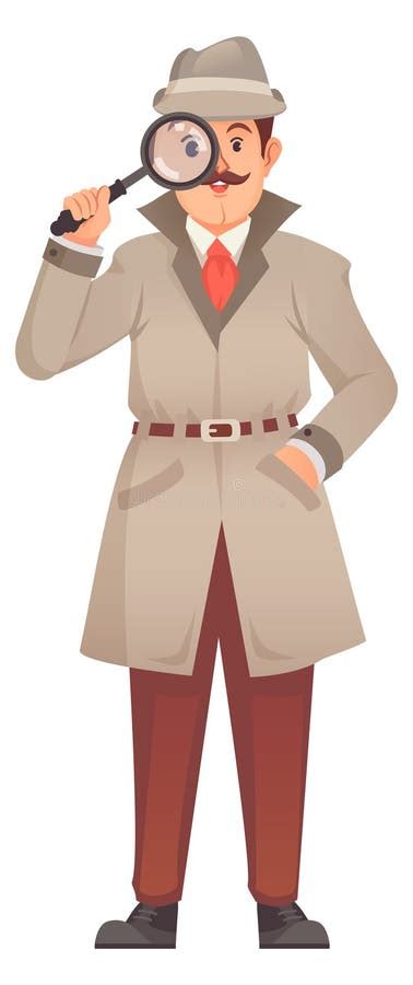 Detective Look Through Magnifying Glass Crime Investigation Stock Vector Illustration Of Look